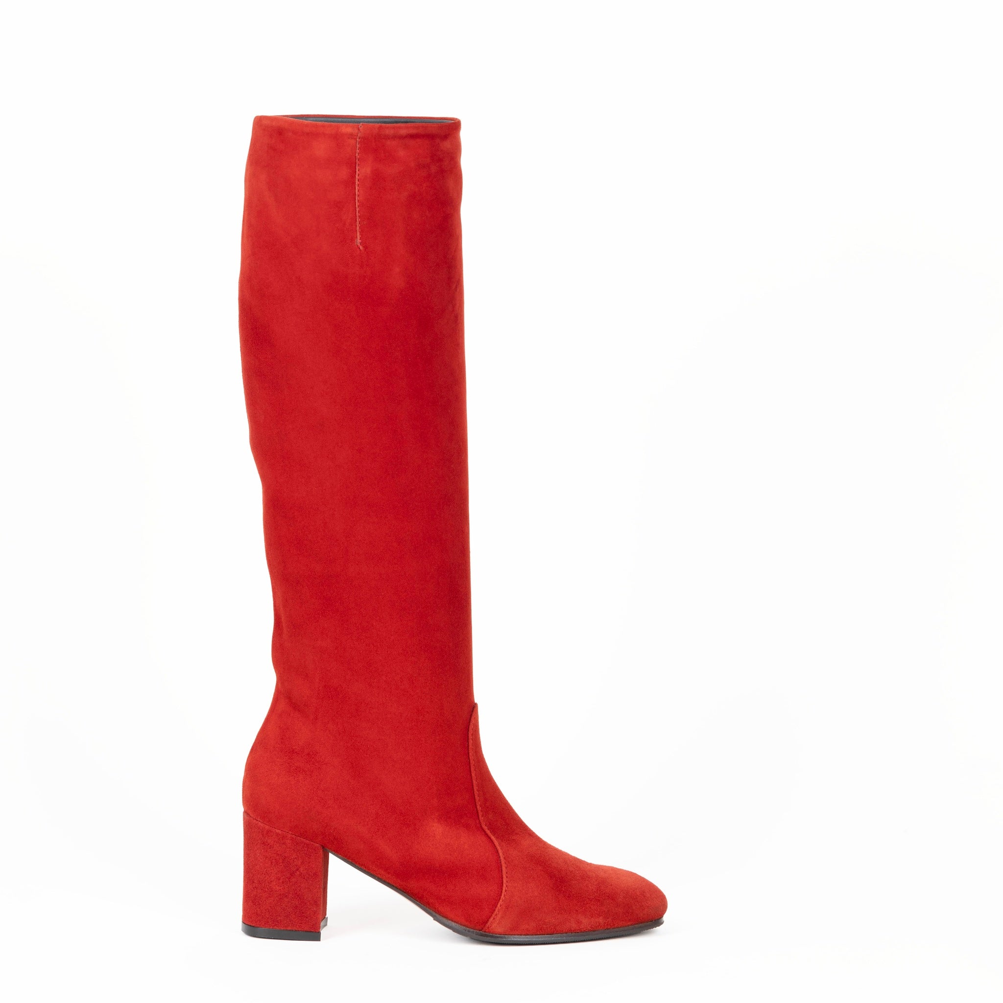 Red Suede Knee-High Boots – MarZio